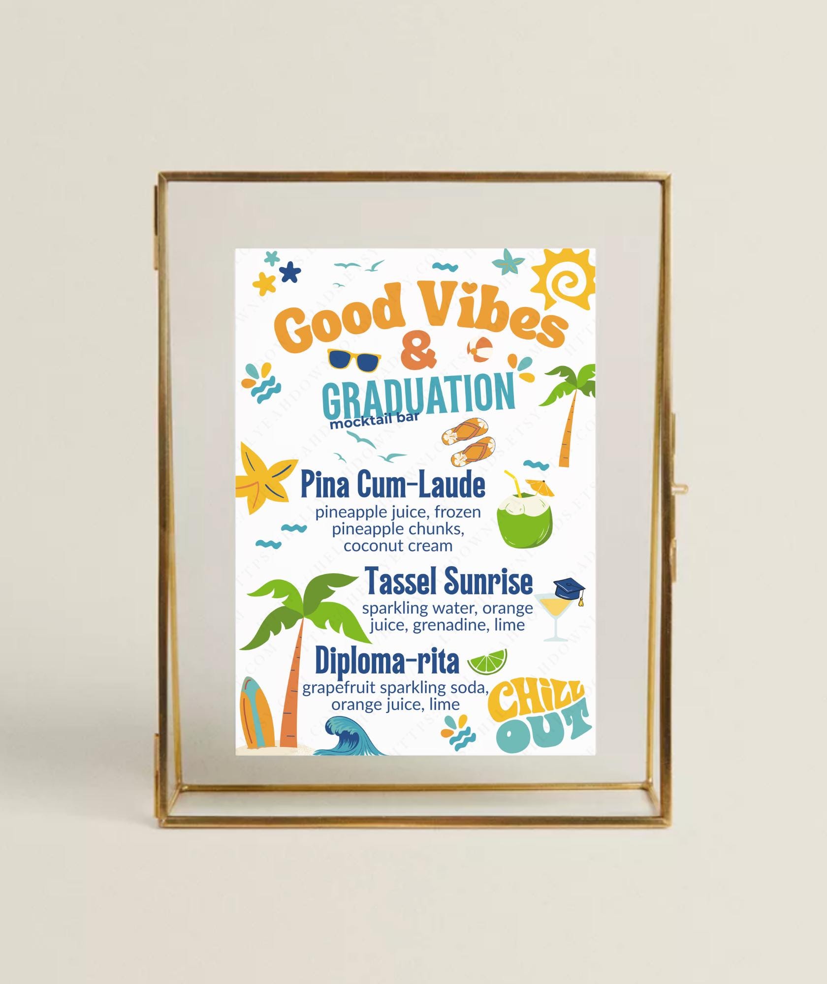 Good Vibes & Graduation Mocktail Bar Menu Printable, Print at Home ...