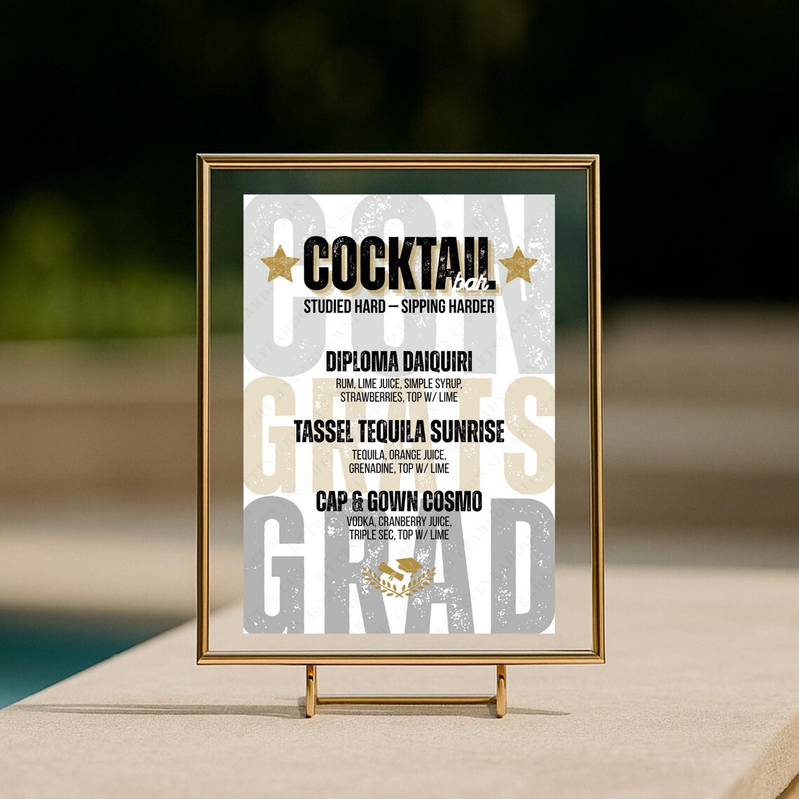 CONGRATS GRAD Cocktail Bar Sign for Graduate, Bold Graduation Event ...
