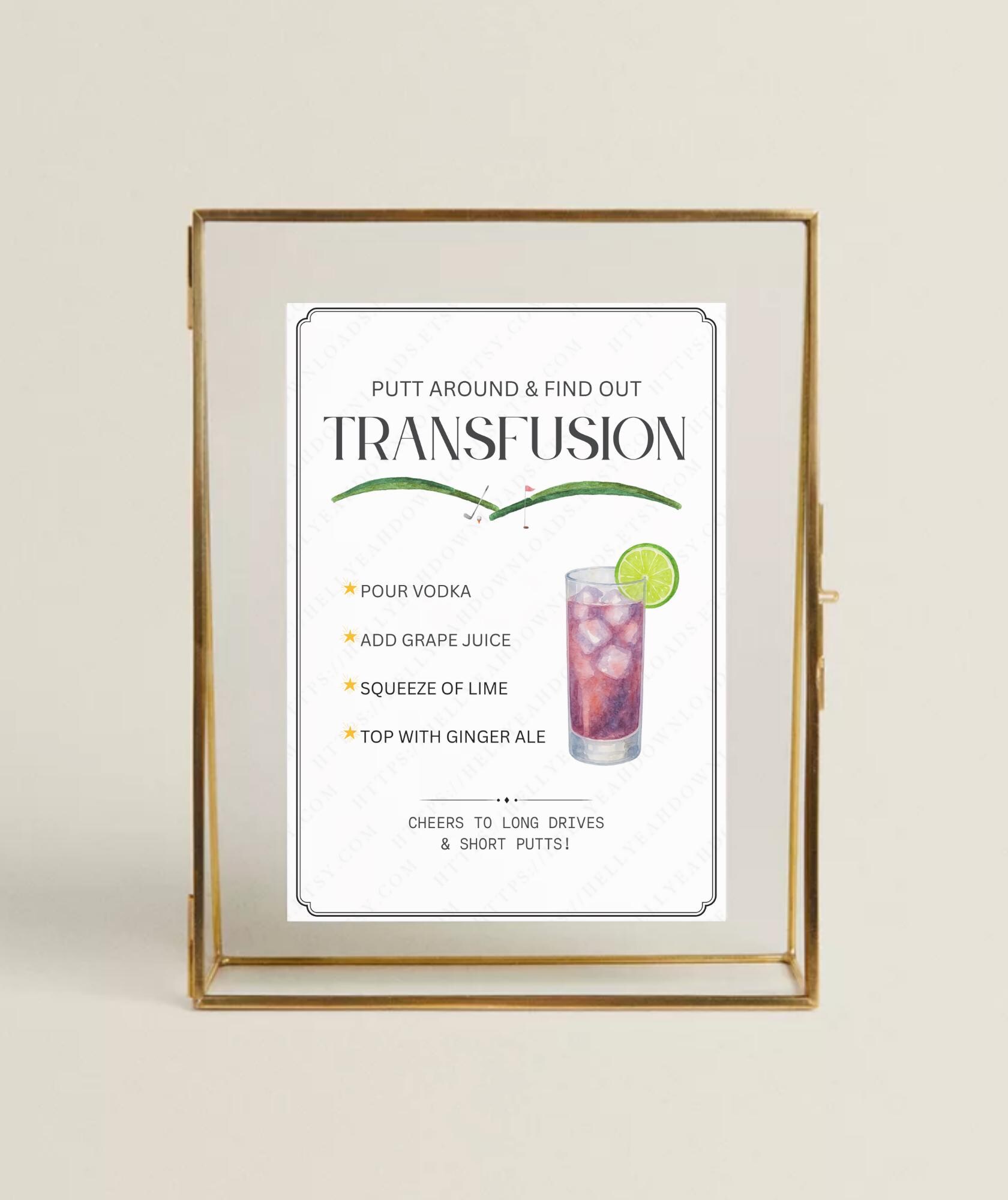 Putt Around and Find Out Transfusion DIY Cocktail Station, Printable ...