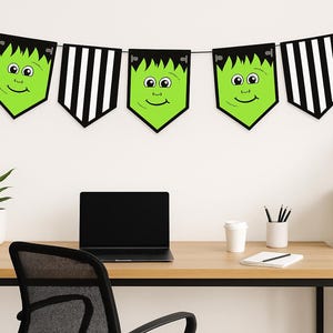 Frankenstein Halloween Garland, Printable Halloween Decoration, Cubicle ...