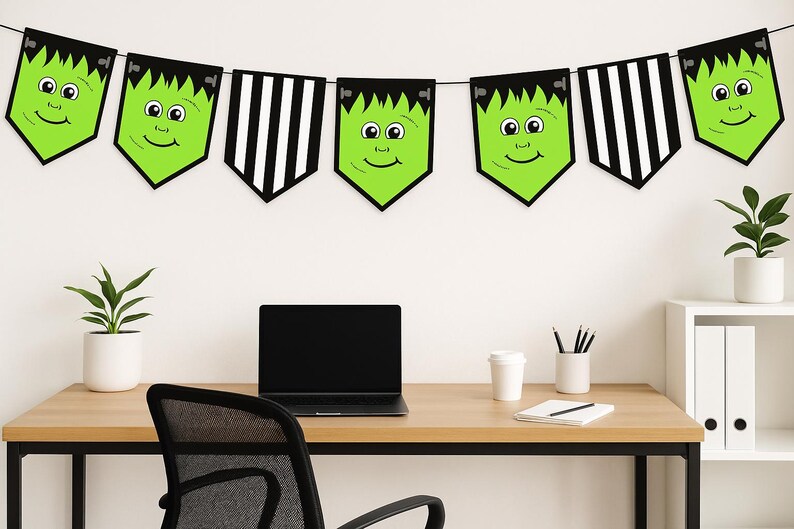Frankenstein Halloween Garland, Printable Halloween Decoration, Cubicle ...