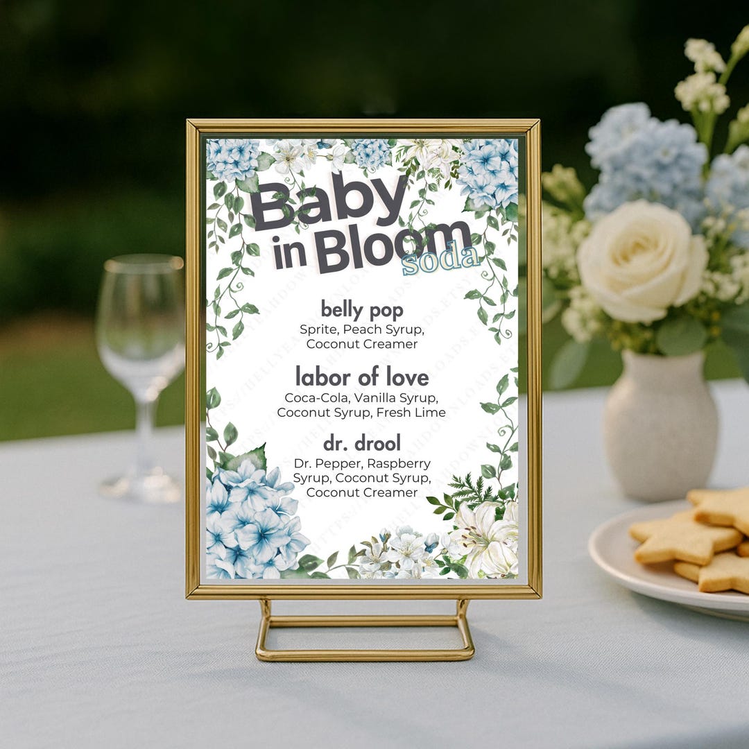 BABY in BLOOM Baby Boy-themed Soda Station, Baby Boy Chic Baby Shower ...