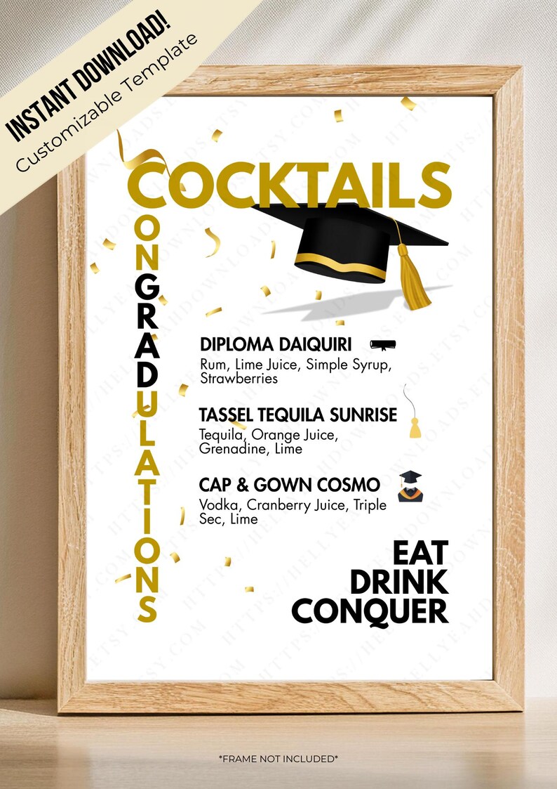 Congradulations COCKTAIL Bar Menu, Printable Cocktail Sign for ...