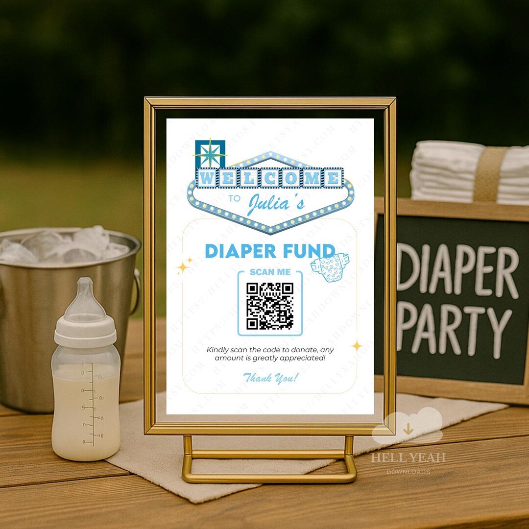 8x10 & A4 Editable Vegas Style Diaper Fund Sign Template, Venmo Cash ...