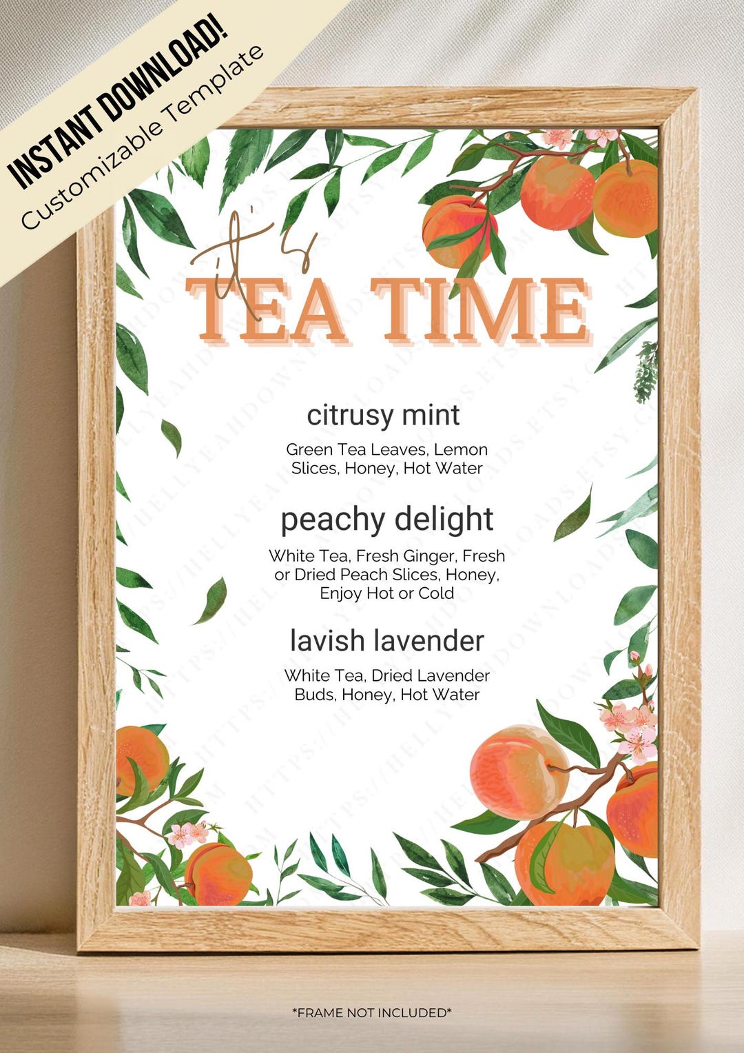 Its TEA TIME Peach-themed Tea Party Menu, Spring Iced or Hot Tea Menu ...