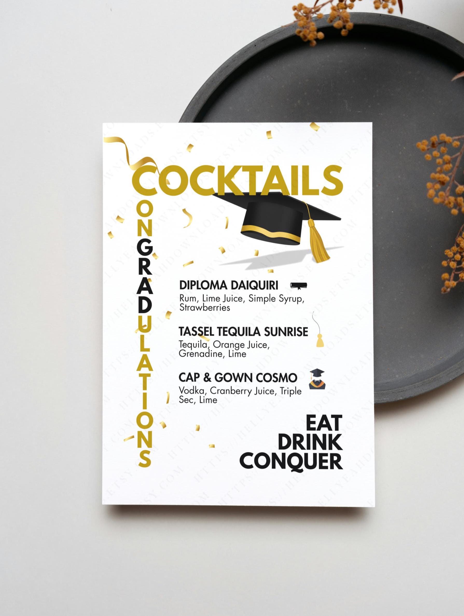 Congradulations COCKTAIL Bar Menu, Printable Cocktail Sign for ...