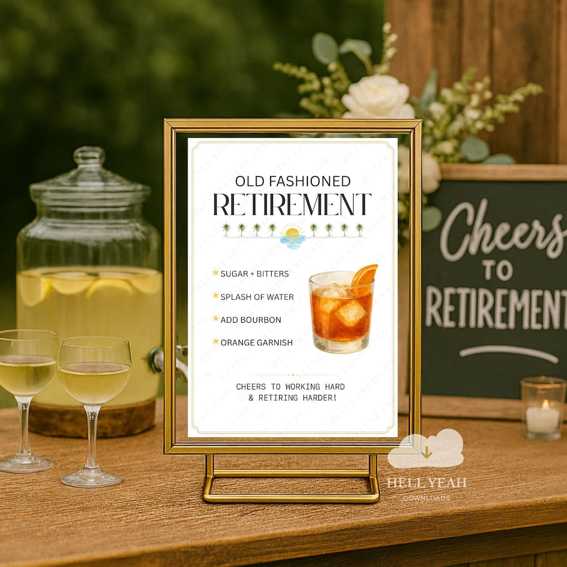 Old Fashioned RETIREMENT, Signature Drink Menu, Editable DIY Cocktail ...