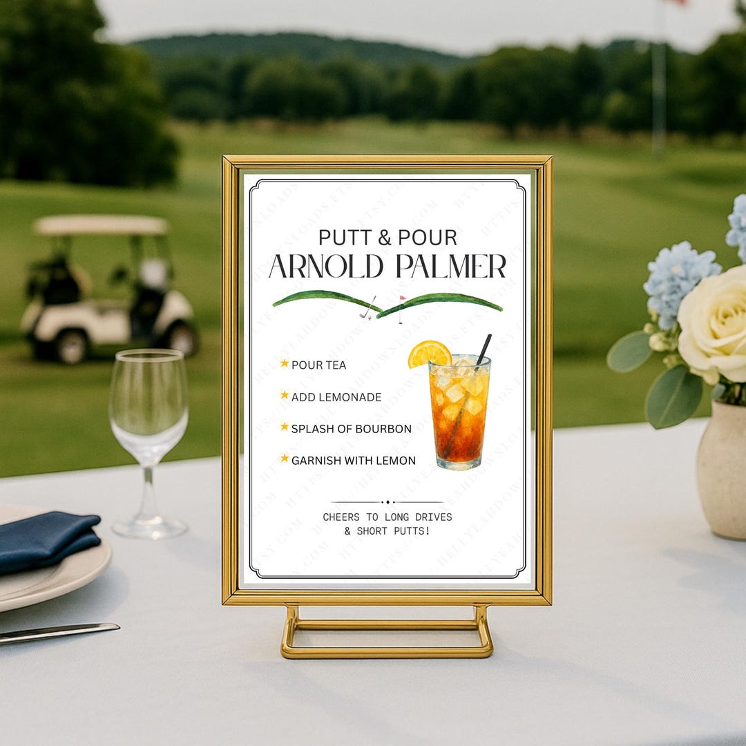 PUTT & POUR Arnold Palmer Printable Table Art Sign for Aesthetic Golf ...