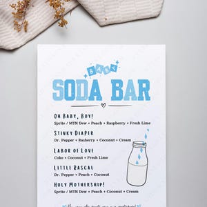 BABY BOY Soda Bar Menu Template, Baby-themed Drink Bar, Customizable ...