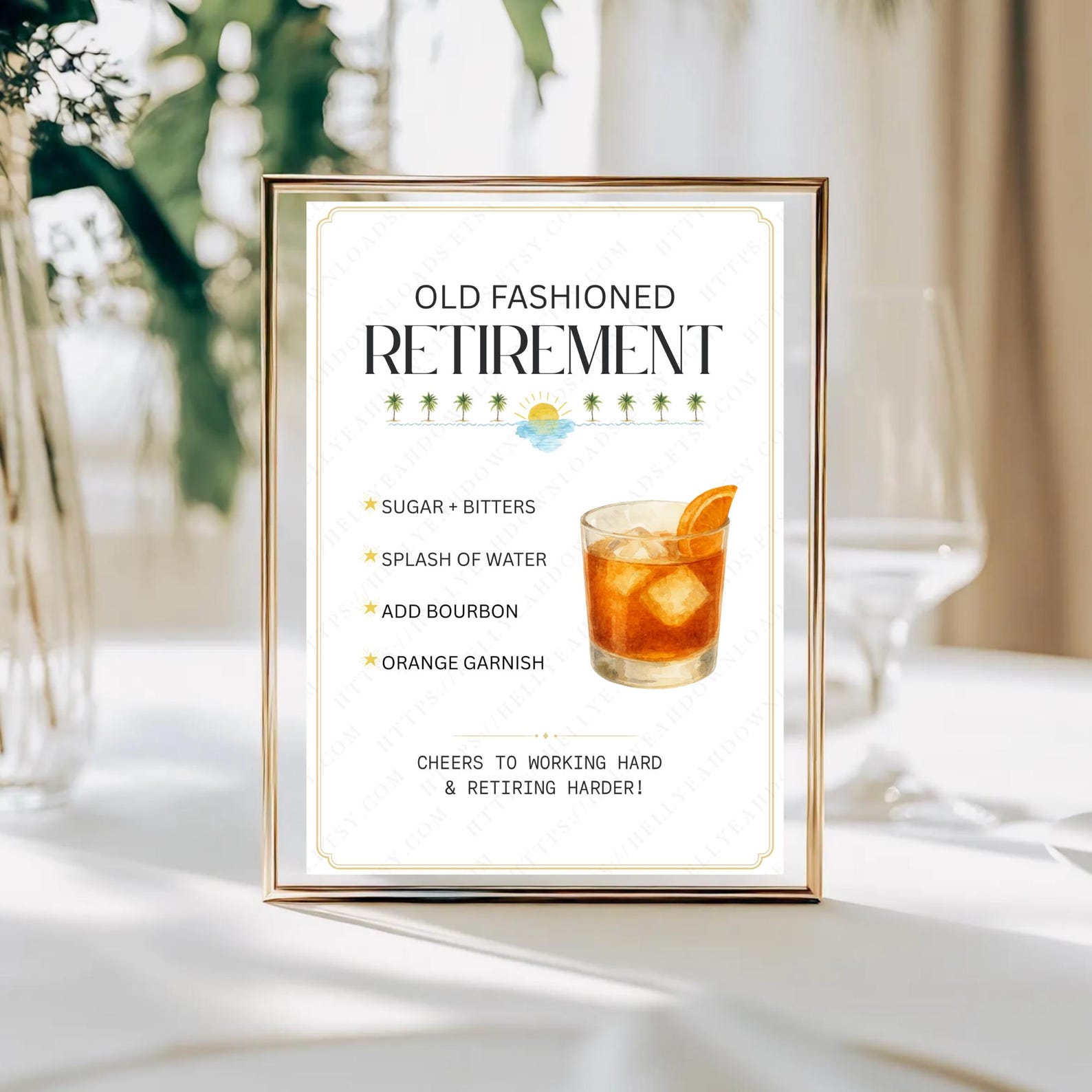 Old Fashioned RETIREMENT, Signature Drink Menu, Editable DIY Cocktail ...