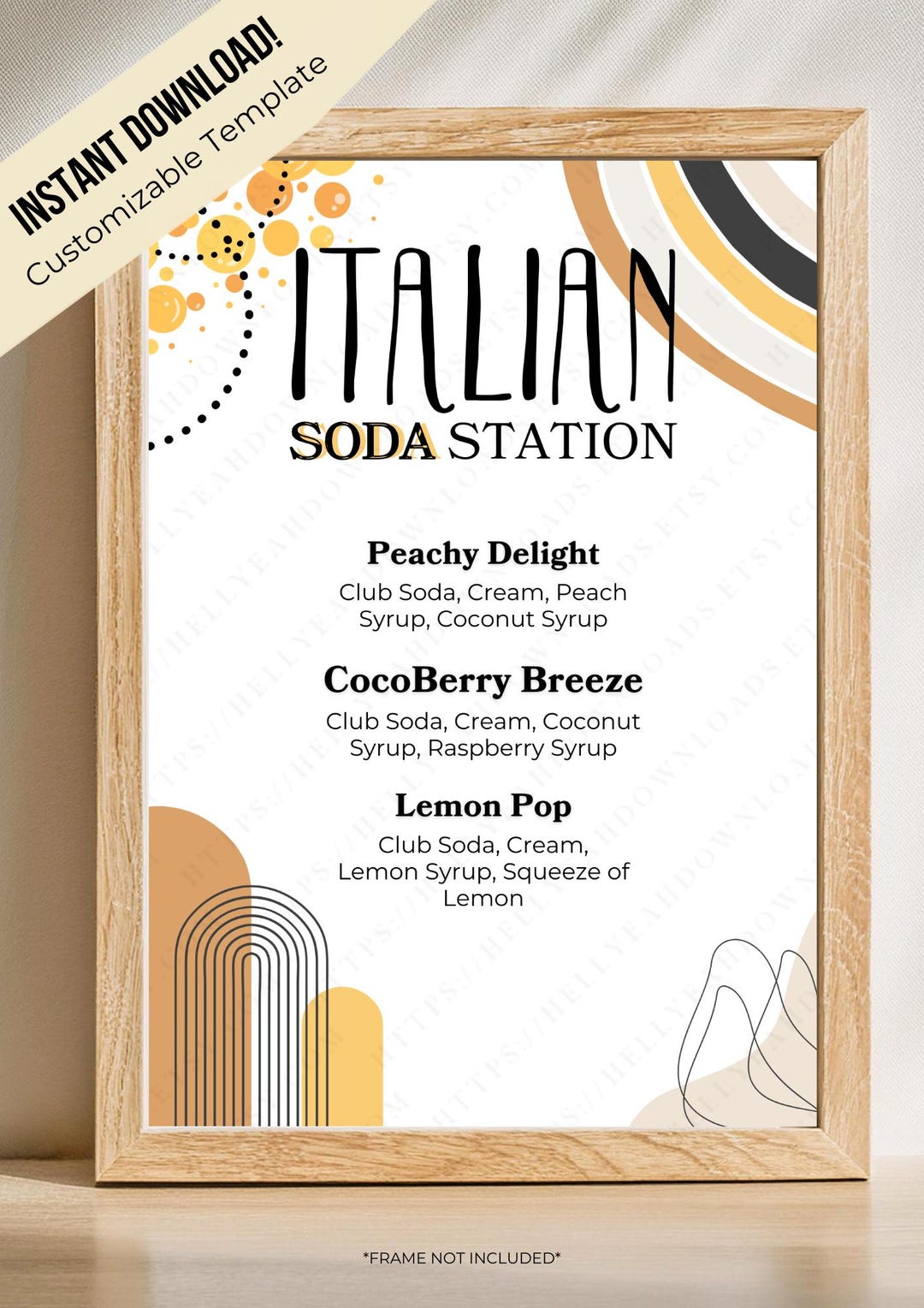 Italian Soda Station at Home Party Menu, Multi-use Printable Italian ...