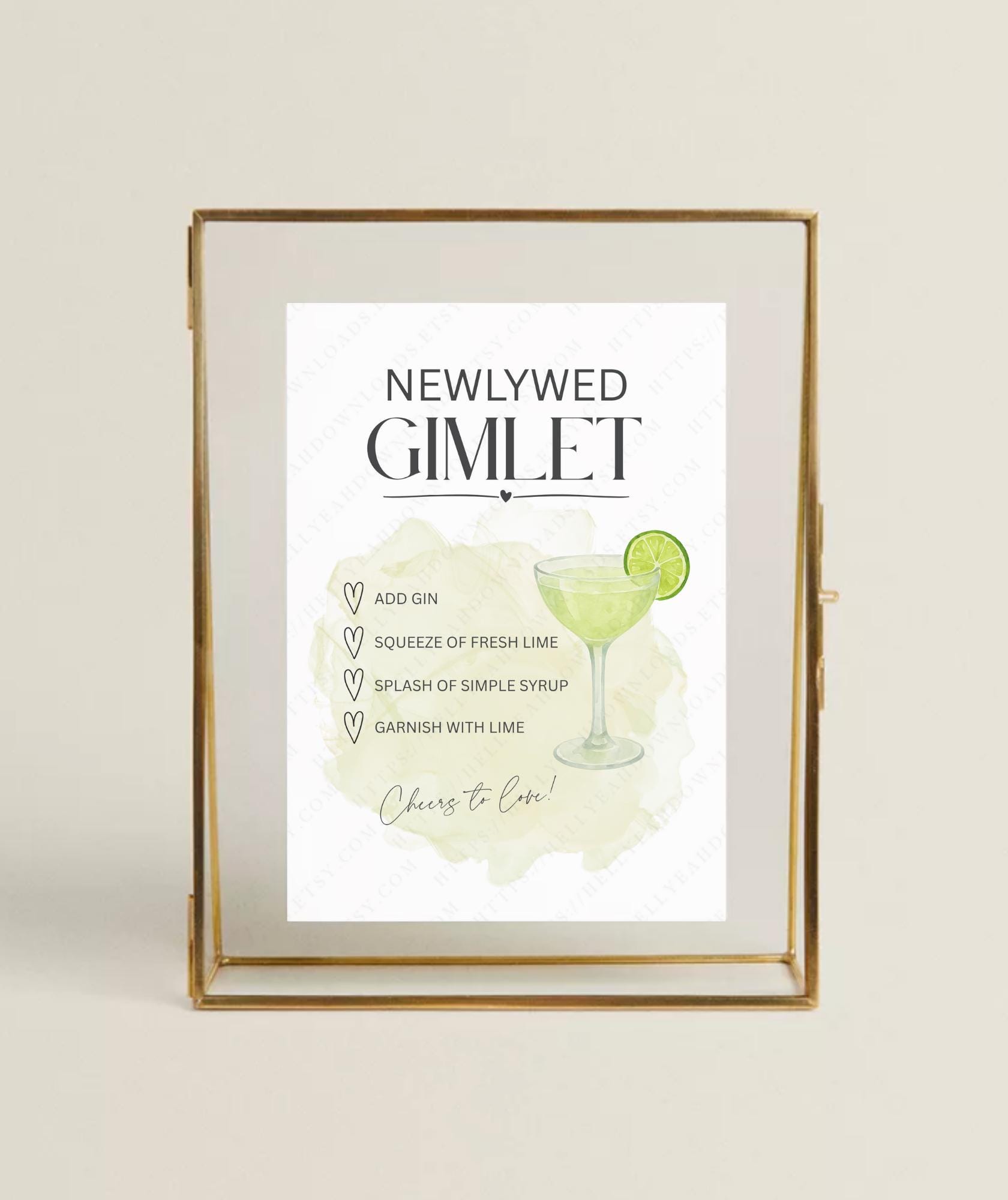 NEWLYWED GIMLET DIY Guide for Drink Station, Editable Gimlet Cocktail ...