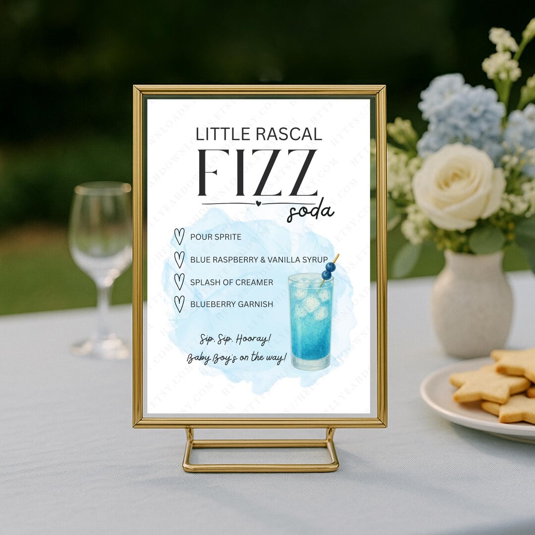LITTLE RASCAL Fizz Soda Sign, Blue Raspberry Sprite Bar Template for ...