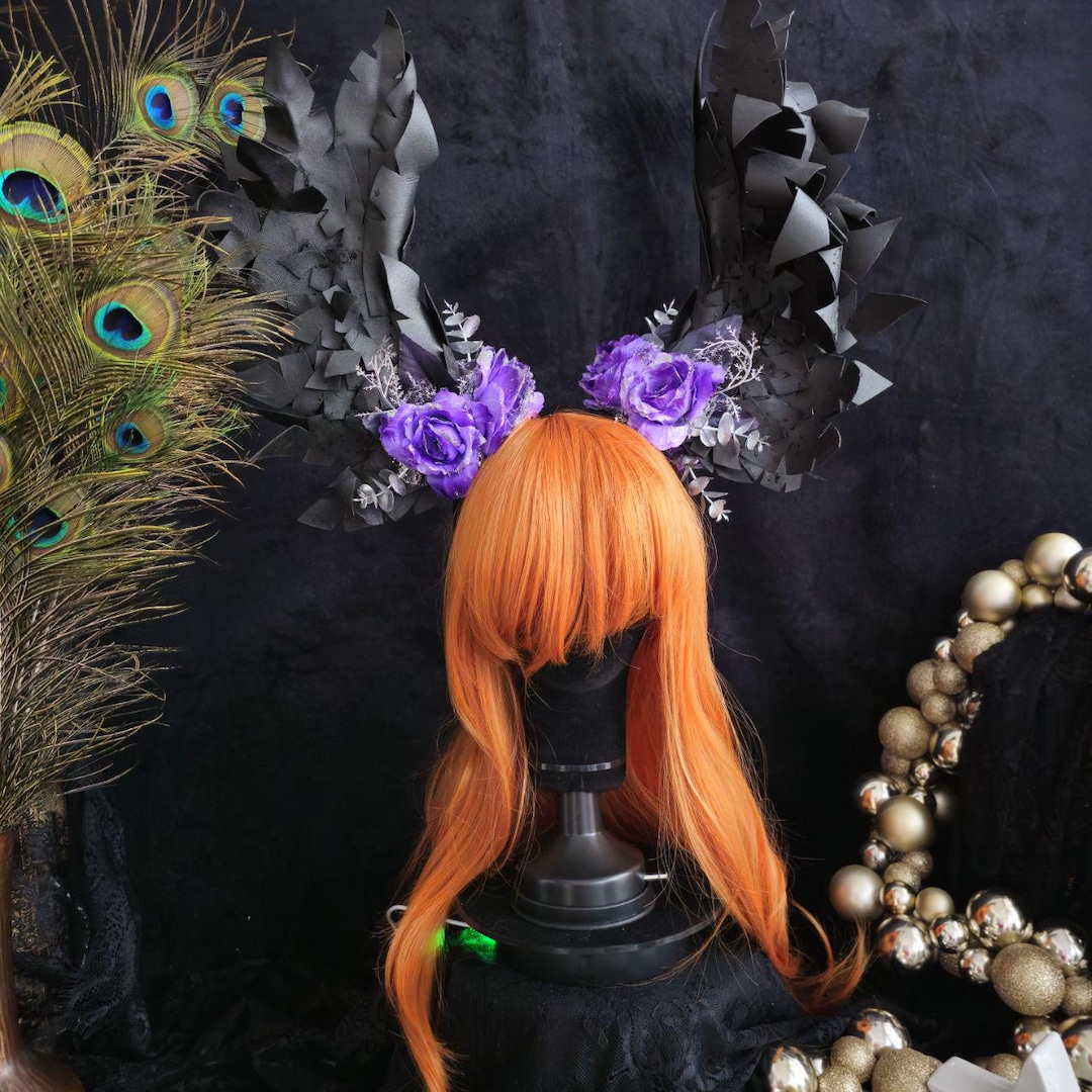 Black Valkyrie Crown, Sunburst Crown, Black Wings Crown, Customizable ...