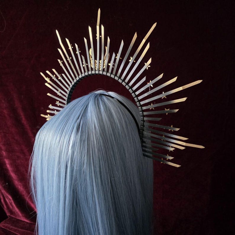 Black Gold Sunburst Halo Crown, Met Gala Star Headpiece - Etsy