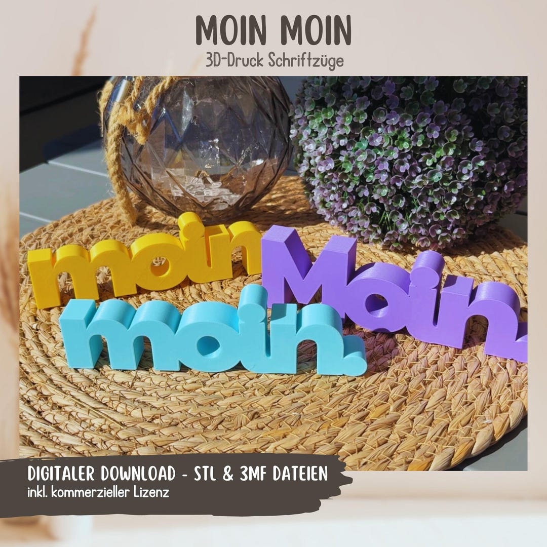 3D Print Word Sign STL Bundle Moin Moin | Home Decor Sign | STL & 3MF ...