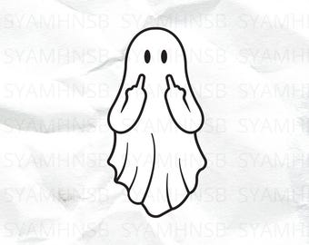 Funny Ghost SVG, Middle Finger Halloween Clipart, Spooky Ghost Digital ...