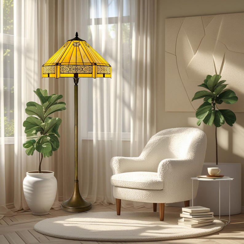 Tiffany Hexagonal Stained Glass Floor Lamp – Vintage Style Lighting for ...