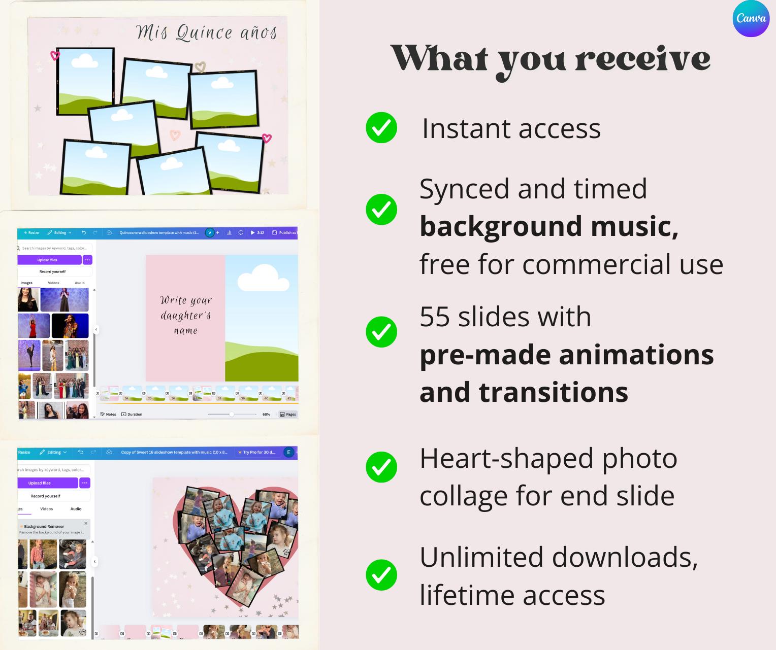 Quinceañera Video Slideshow Canva Template | 42+ Animated Slides With ...