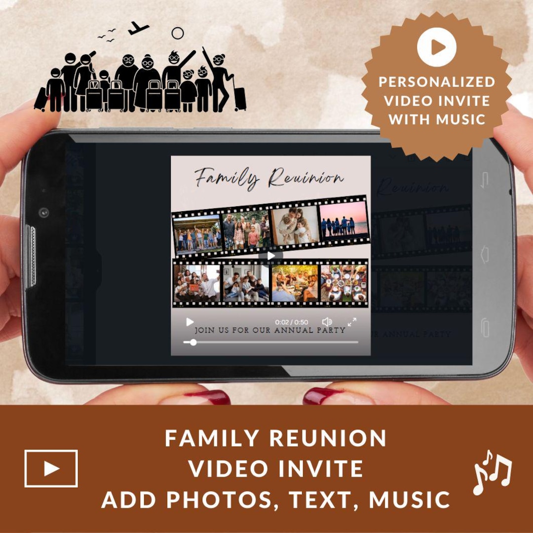 Personalized Family Reunion Video Invitation: Photo & Music (digital ...