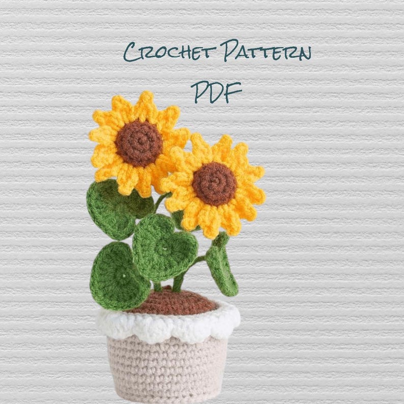 Blooming Sunflower Pot Crochet Pattern, Flower Pot Crochet Pattern ...