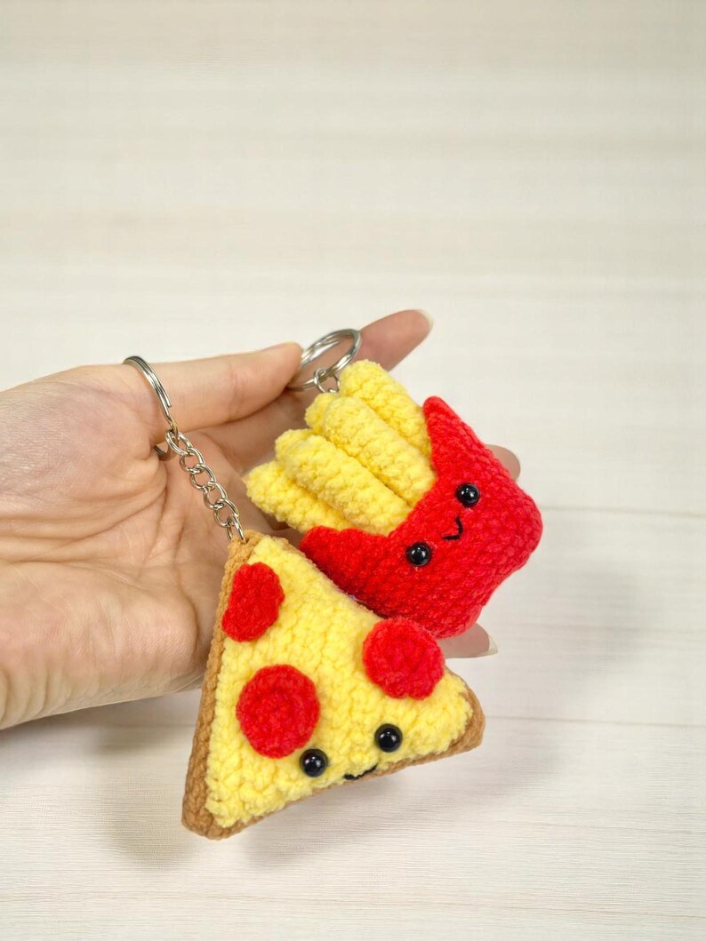 Crochet Fast Food Keychain Pattern, Burger, Fries, Pizza, Egg (PDF ...