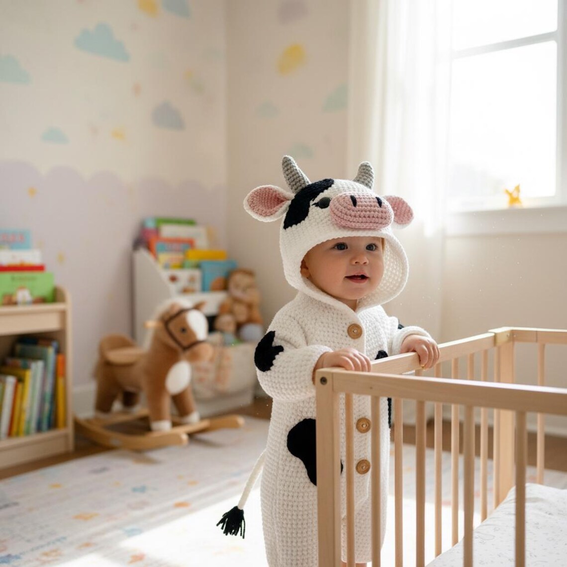 Custom Baby Crochet Shirt, Handmade Cow Baby Outfit Set, Infant ...