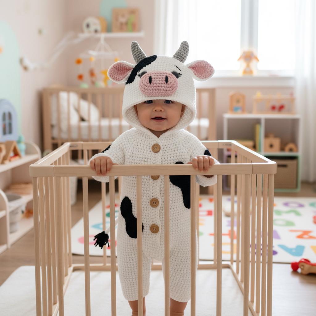 Custom Baby Crochet Shirt, Handmade Cow Baby Outfit Set, Infant ...