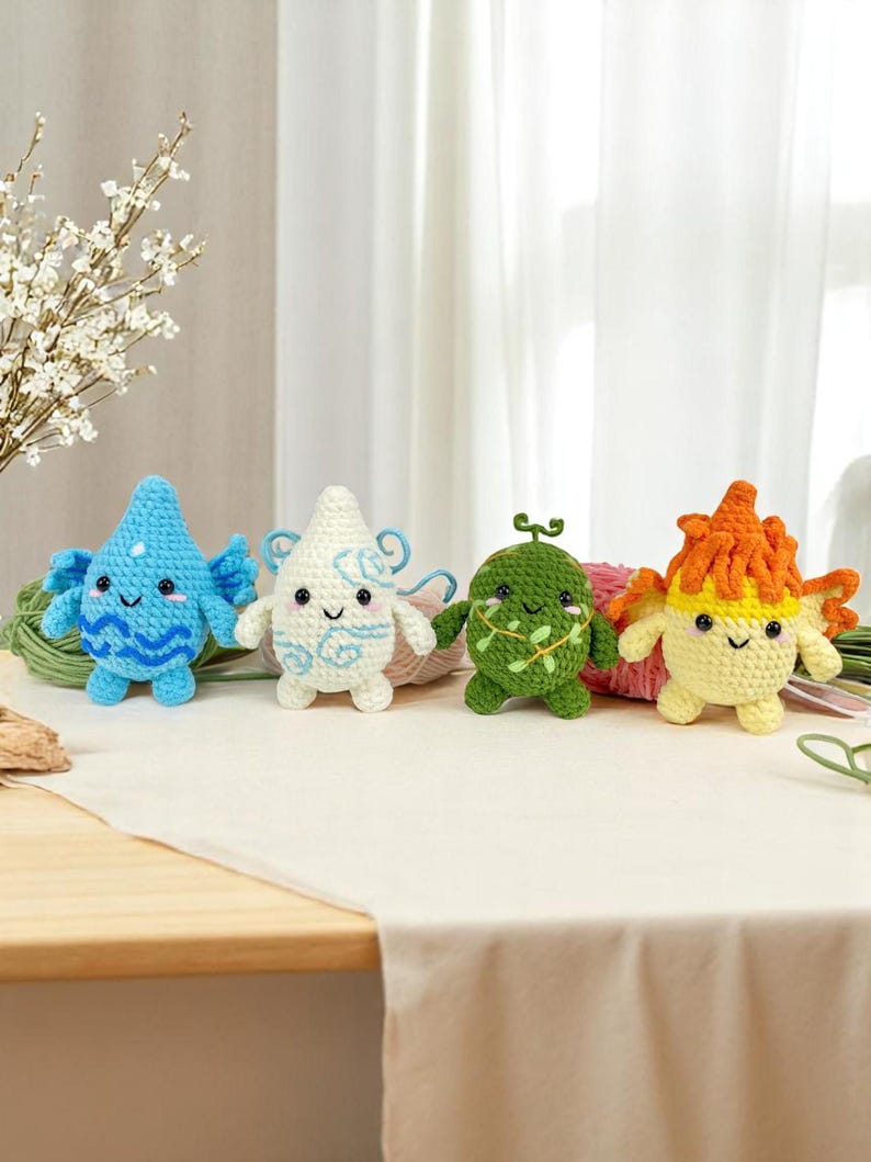 Elemental Sprites Crochet Pattern, Amigurumi Plush Bundle (PDF) - Etsy ...