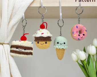Amigurumi Dessert Keychain Crochet Pattern: Cake, Cupcake, Donut, Ice ...
