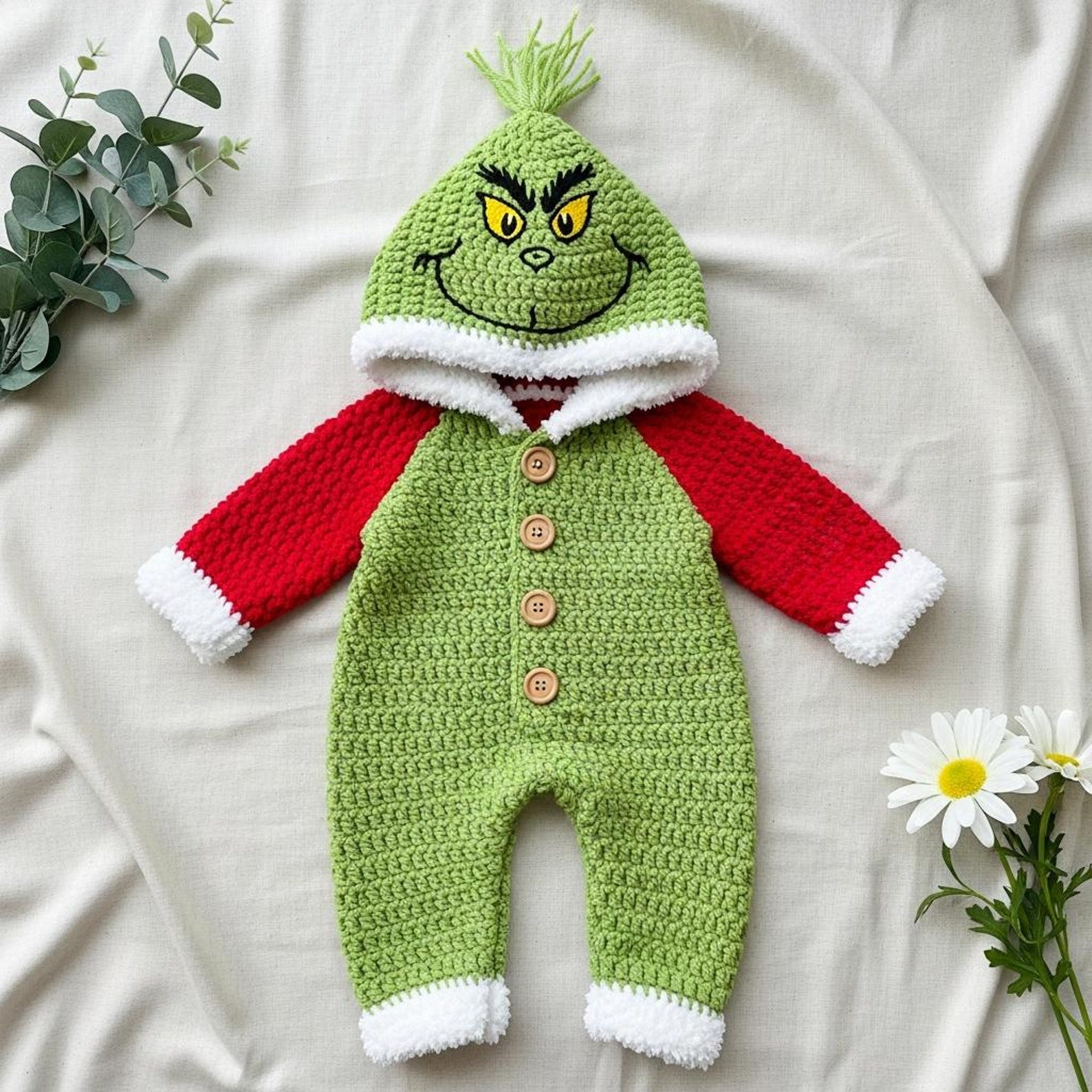 Grench Baby Crochet Outfit Set, Handmade Grench Baby Shirt, Custom ...