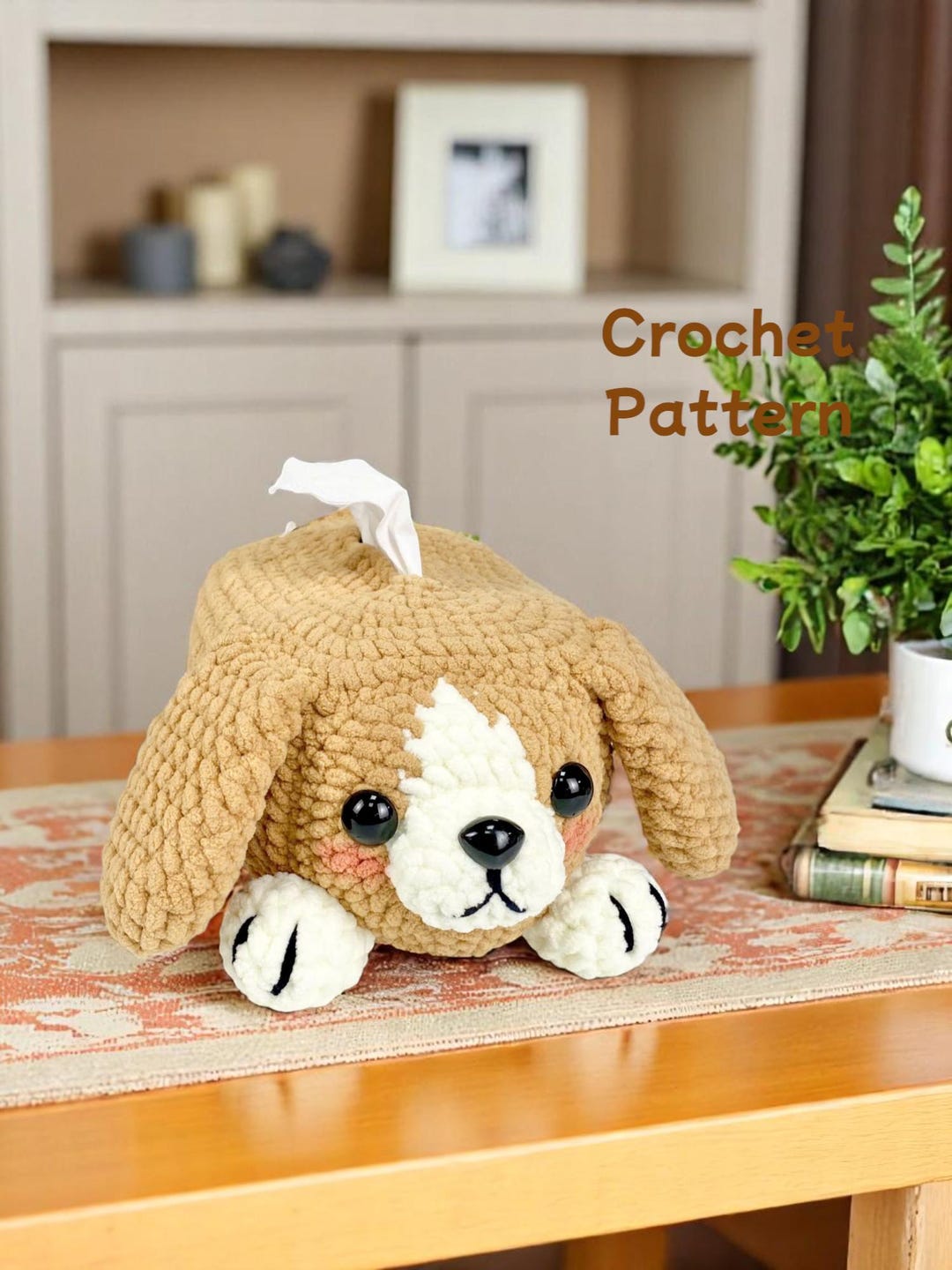 Brown Dog Tissue Box Crochet Pattern, Amigurumi Dog Tissue Holder ...