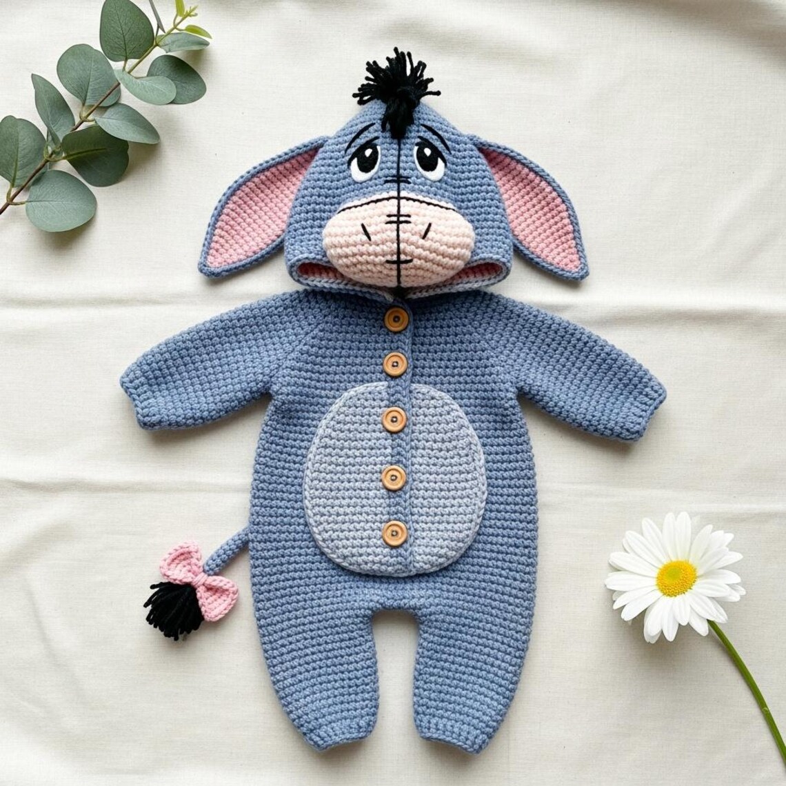 Eeyore Crochet Baby Shirt, Custom Infant Clothing, Handmade Outfit Set ...
