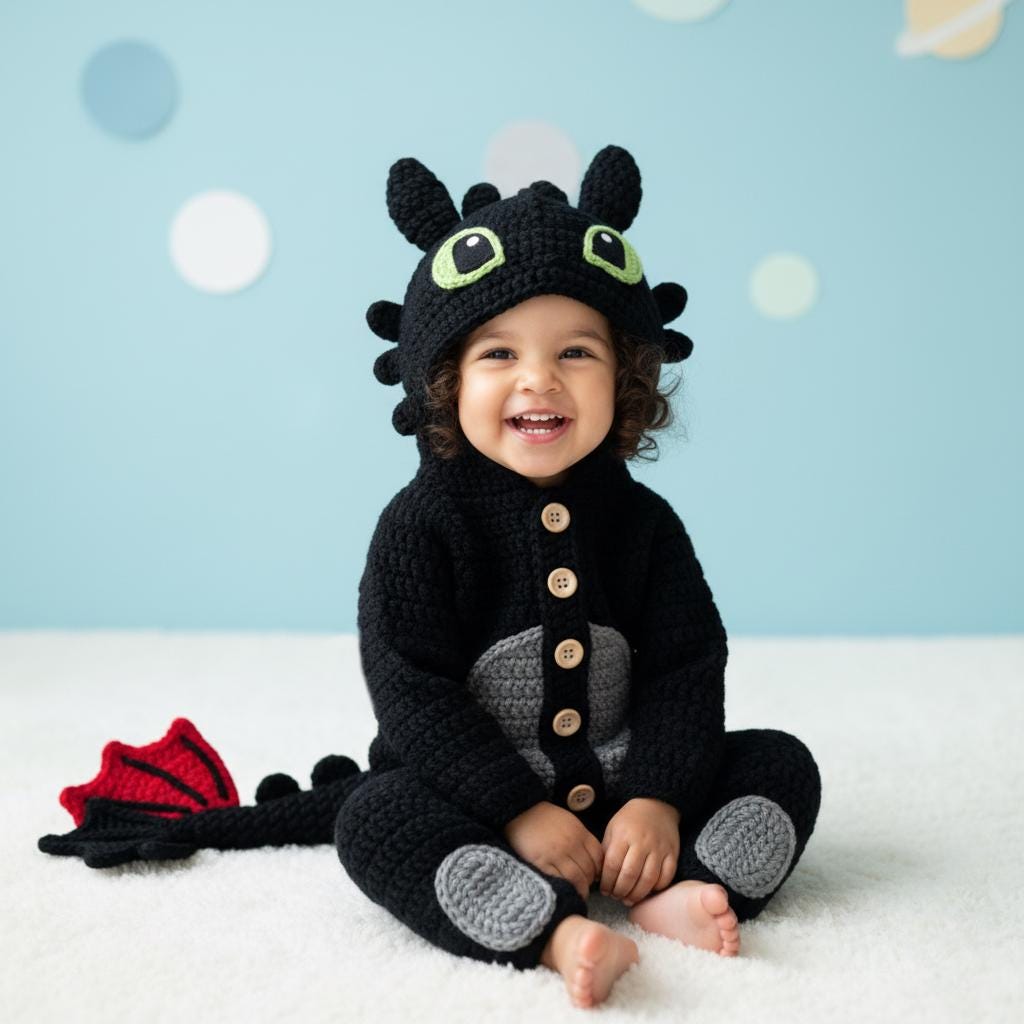 Toothless Crochet Shirt,custom Baby Crochet Outfit Set, Handmade ...