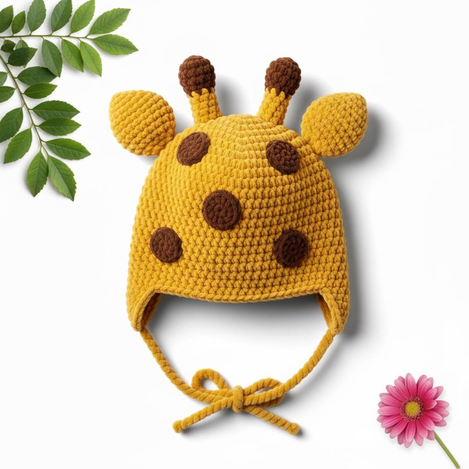 Yellow Crochet Giraffe Bucket Hat, Velvet Amigurumi Beanie, Soft Animal ...