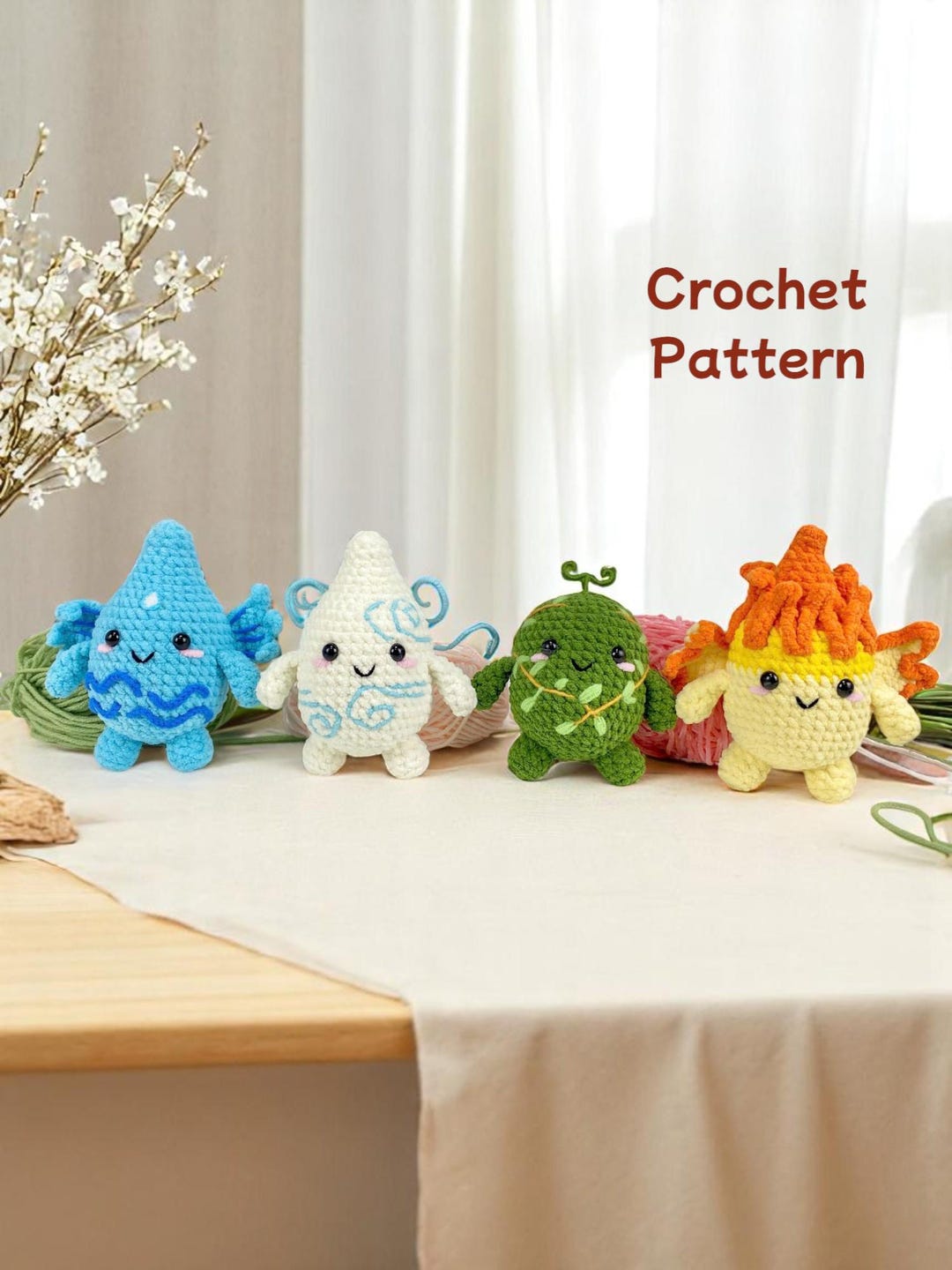Elemental Sprites Crochet Pattern, Amigurumi Plush Bundle (PDF) - Etsy