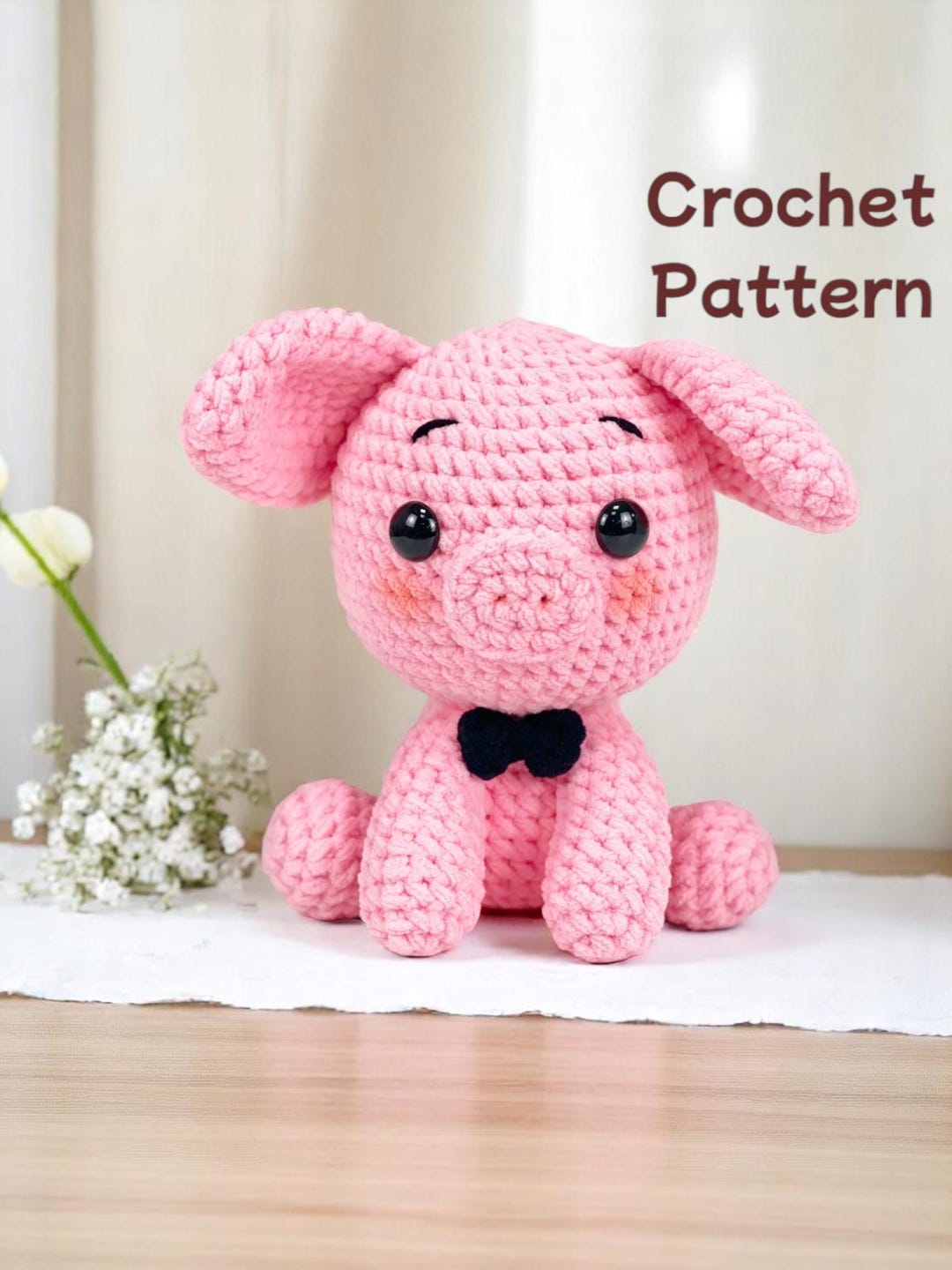 Pink Pig Crochet Pattern, Amigurumi Pig Plush Toy, DIY Crochet Pig ...