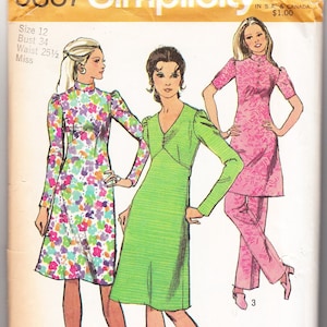 Vintage 1971 Simplicity 9357 Sewing Pattern Misses Dress in Two Lengths ...