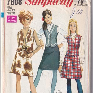 Vintage 1968 Simplicity 7808 Sewing Pattern Misses' Blouse, Skirt and ...