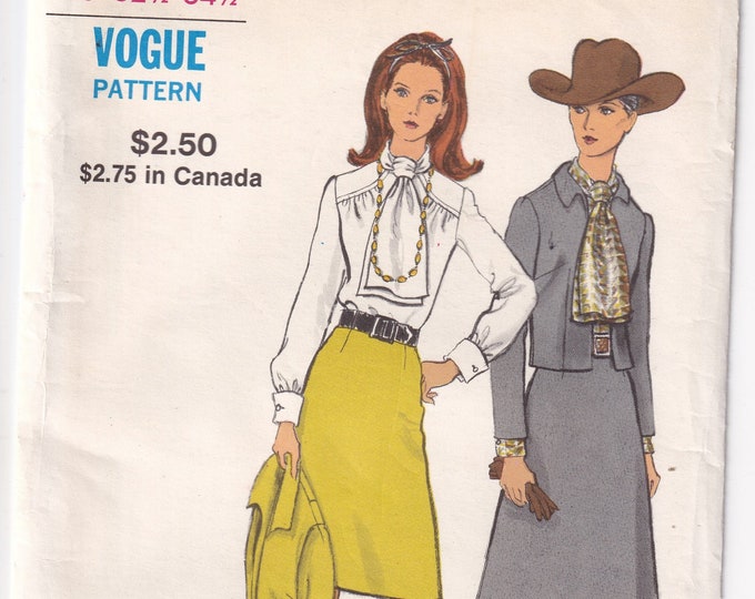 Vintage 1970 Vogue 7903 UNCUT Sewing Pattern Misses' Suit and Blouse ...