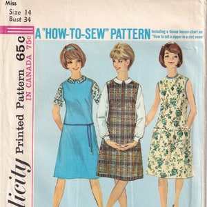 Vintage 1963 Simplicity 5384 Sewing Pattern Misses' Jumper or Dress and ...