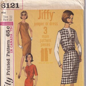 Vintage 1965 Simplicity 6121 Sewing Pattern Misses' Dress or Jumper and ...