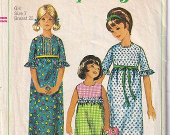 Vintage 1964 Simplicity 5734 Sewing Pattern Girls' One Piece Dress or ...