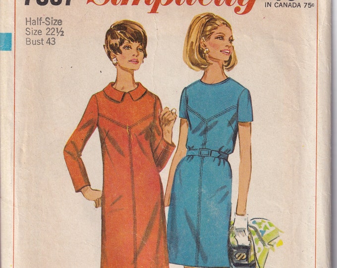 Vintage 1967 Simplicity 7341 UNCUT Sewing Pattern Misses' Step-in Dress in Two Lengths Size 14 ...