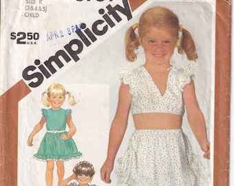 Vintage 1976 Simplicity 7831 Sewing Pattern Girl's Pullover Peasant ...