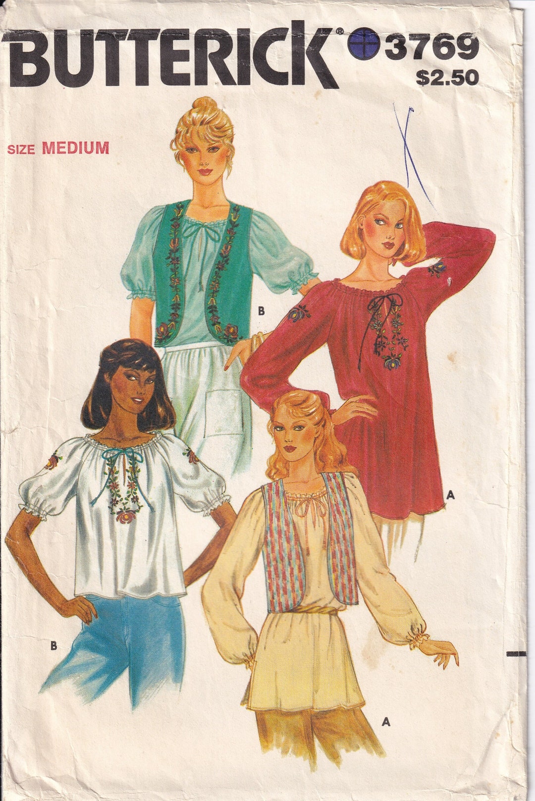 Vintage 1979 Butterick 3769 Rare Sewing Pattern Misses' Blouse and Vest ...