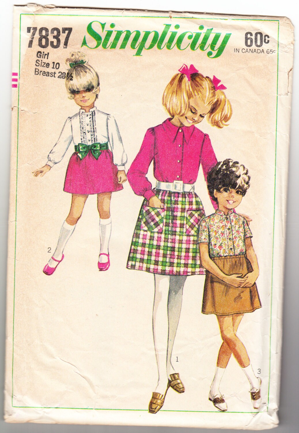 Vintage 1968 Simplicity 7837 Sewing Pattern Girl's - Etsy