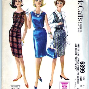 Vintage 1962 Mccall's 6399 UNCUT Sewing Pattern Junior's, Misses' Dress ...