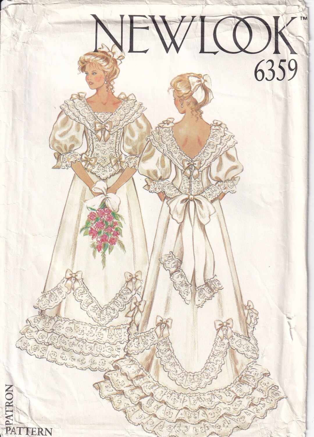 Vintage 1980s New Look 6359 UNCUT Sewing Pattern Misses' Bridal Gown ...