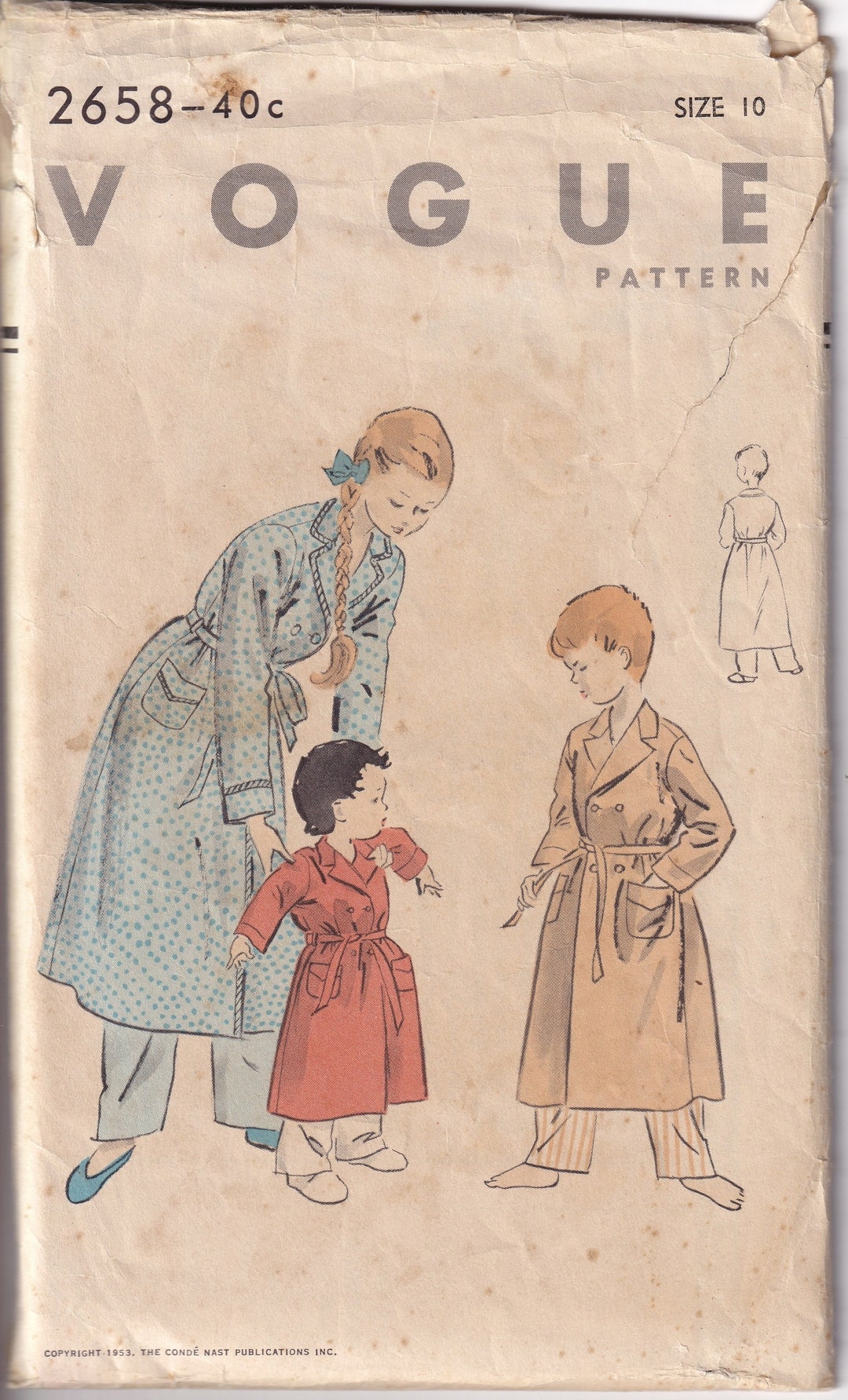 Vintage 1953 Vogue 2658 Sewing Pattern Unisex Child's Robe Size 10 - Etsy